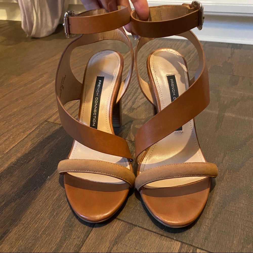 French Connection Tan Wrap Sandals - Gem